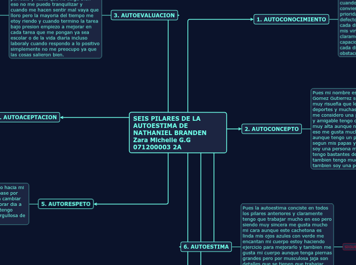 SEIS PILARES DE LA AUTOESTIMA DE NATHANIE...- Mind Map